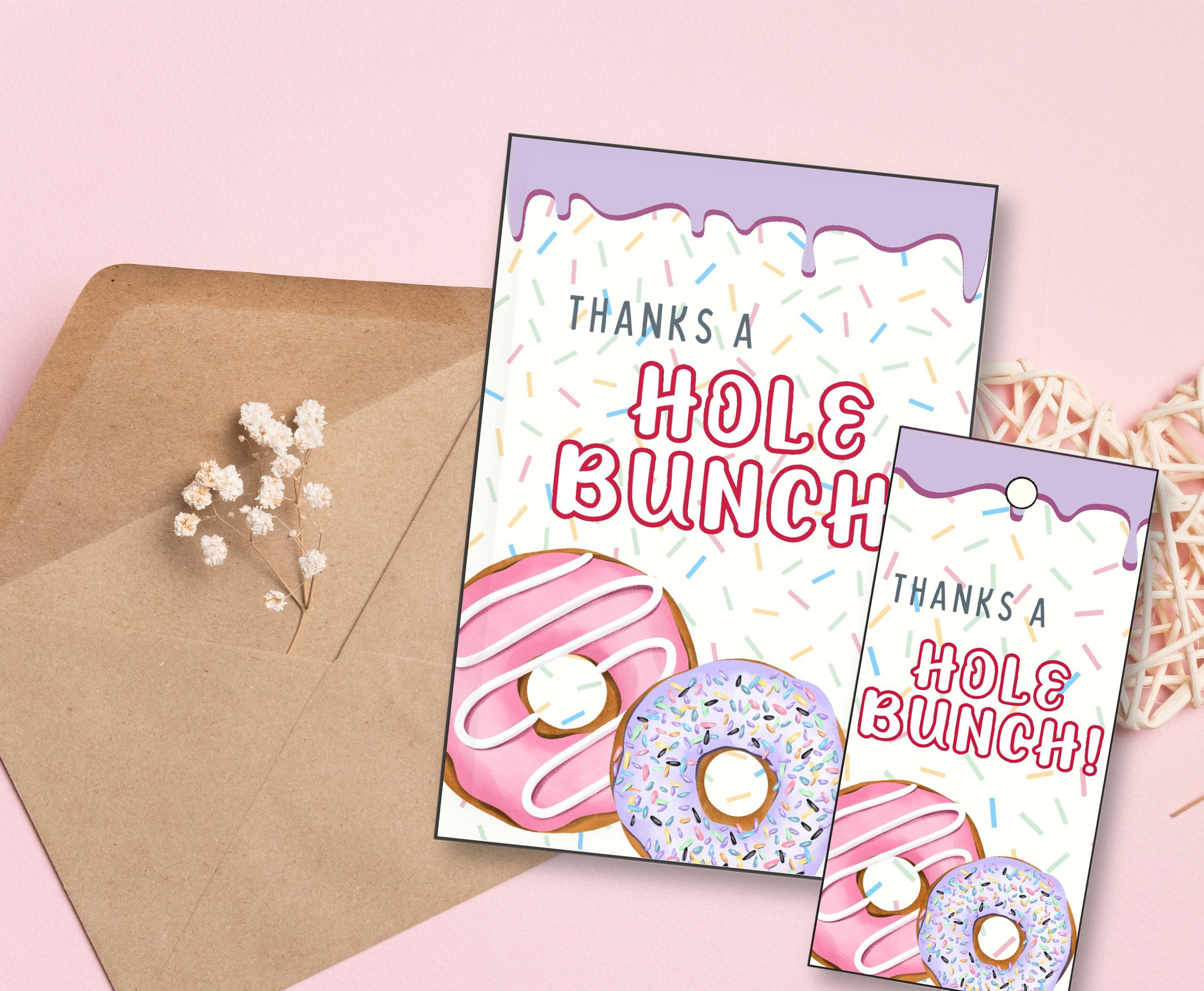 Thanks a Hole Bunch, Printable Thank You Card & Tag, Donut Hole Tag ...