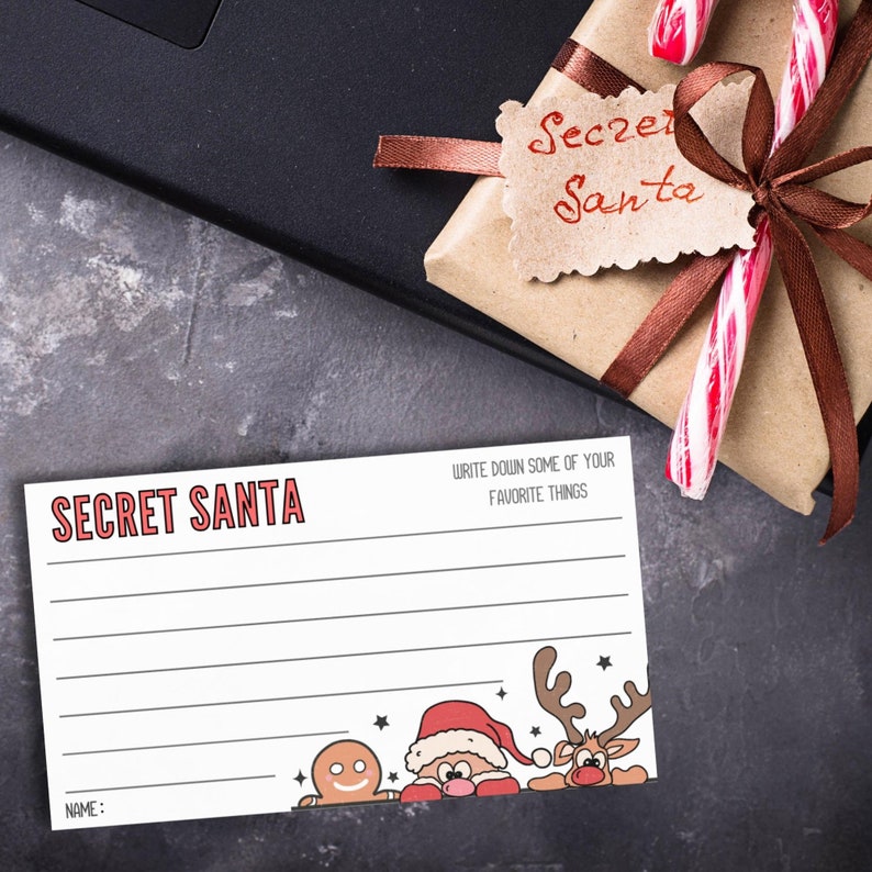 Secret Santa Gift Exchange Cards: Printable Christmas Wish List ...