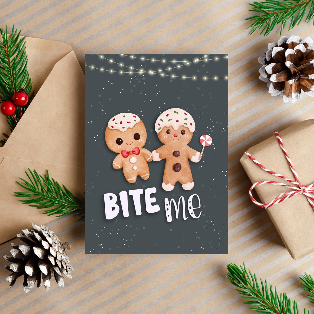 Funny Gingerbread Man Christmas Card: Goth Holiday Design (digital ...