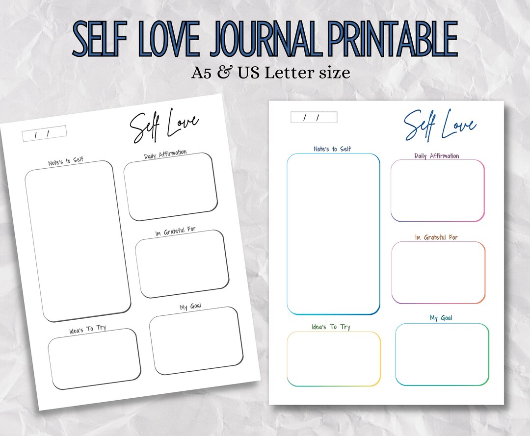 Self Care, Daily Journal Entry, Affirmation’s, Positive, A5, US Letter ...