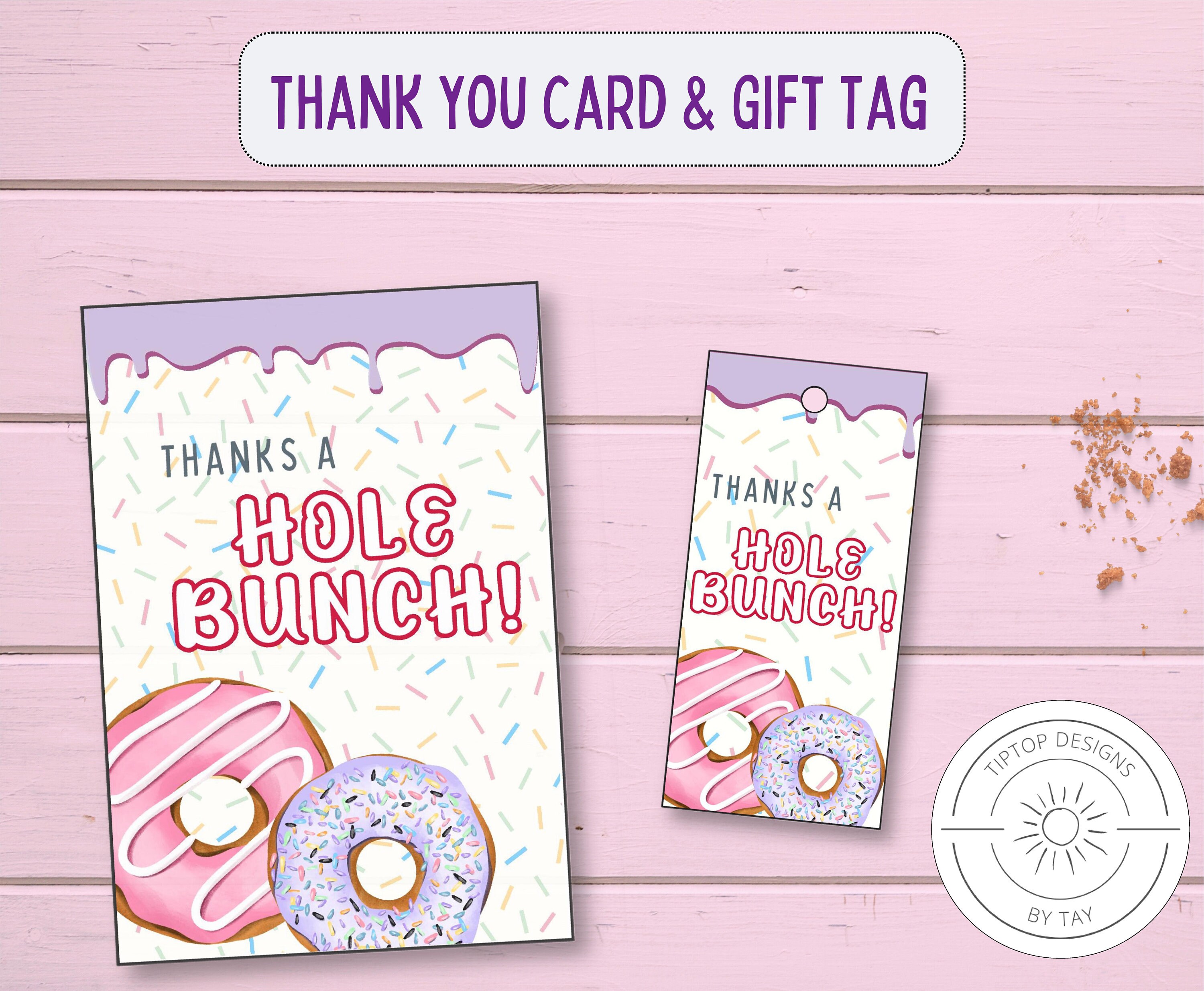 Thanks a Hole Bunch, Printable Thank You Card & Tag, Donut Hole Tag ...