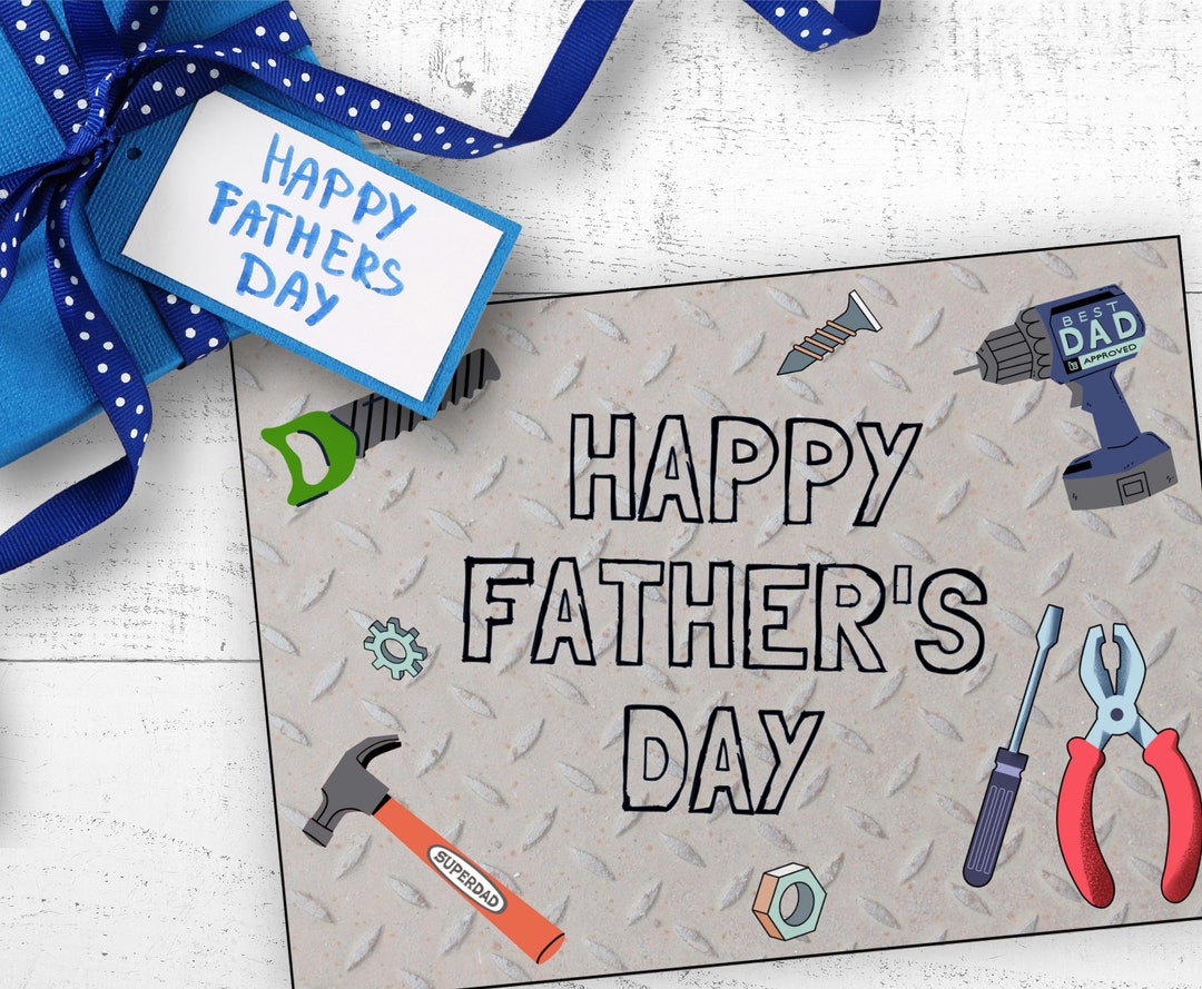 Printable Fathers Day Card, Dad's Tool Box Theme, Foldable Card, Happy ...