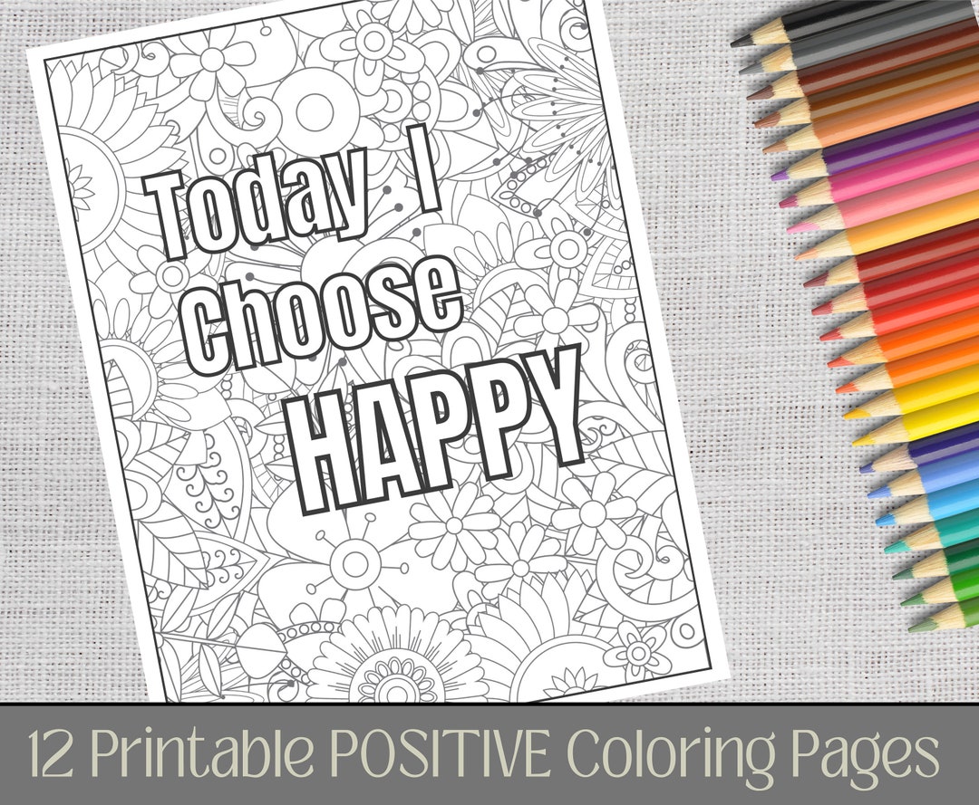 Positive Adult Coloring Pages, Coloring Book PDF, US Letter Size - Etsy