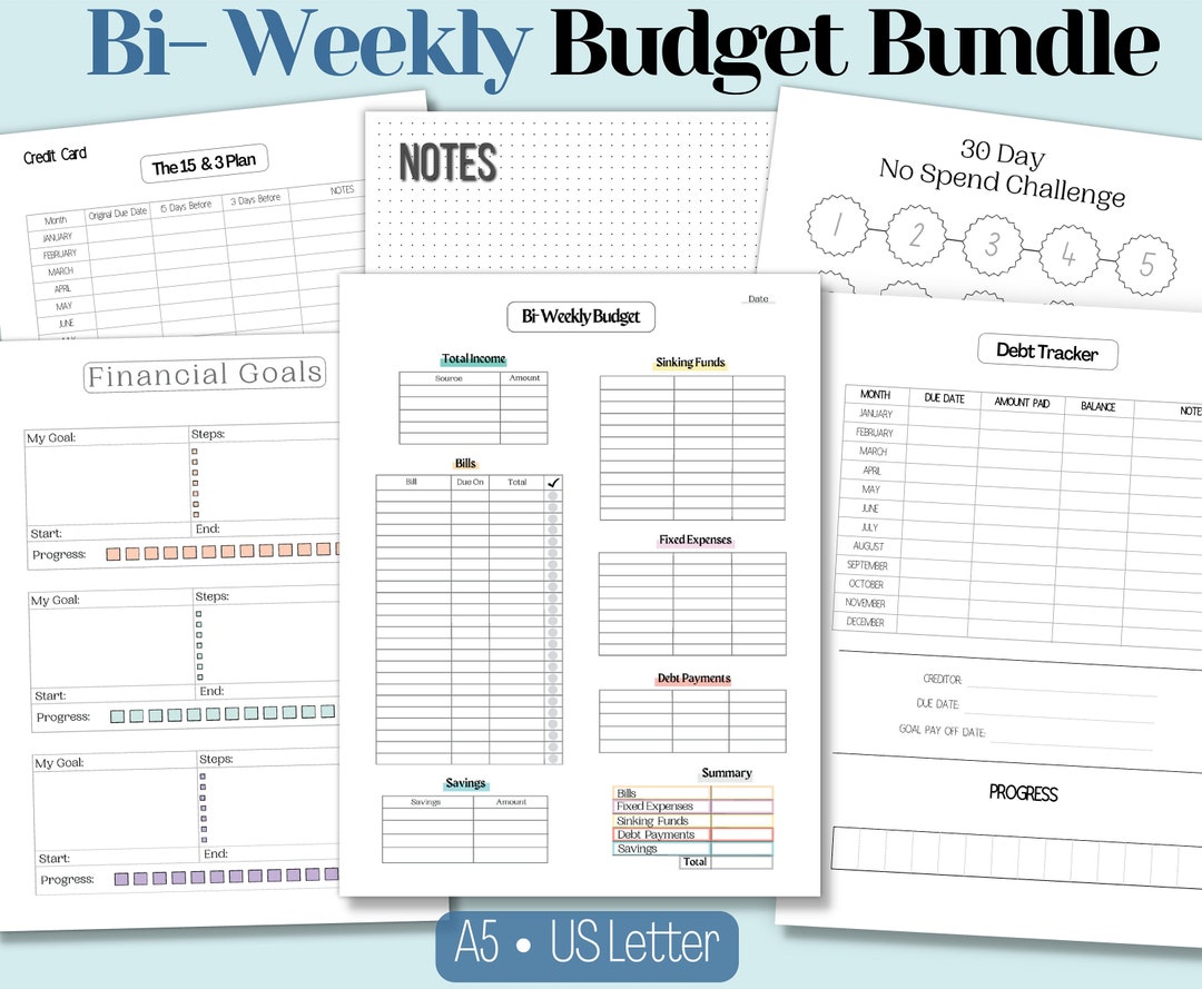 Printable Budget Binder Bundle: Bi-weekly, No Spend Challenge (digital ...