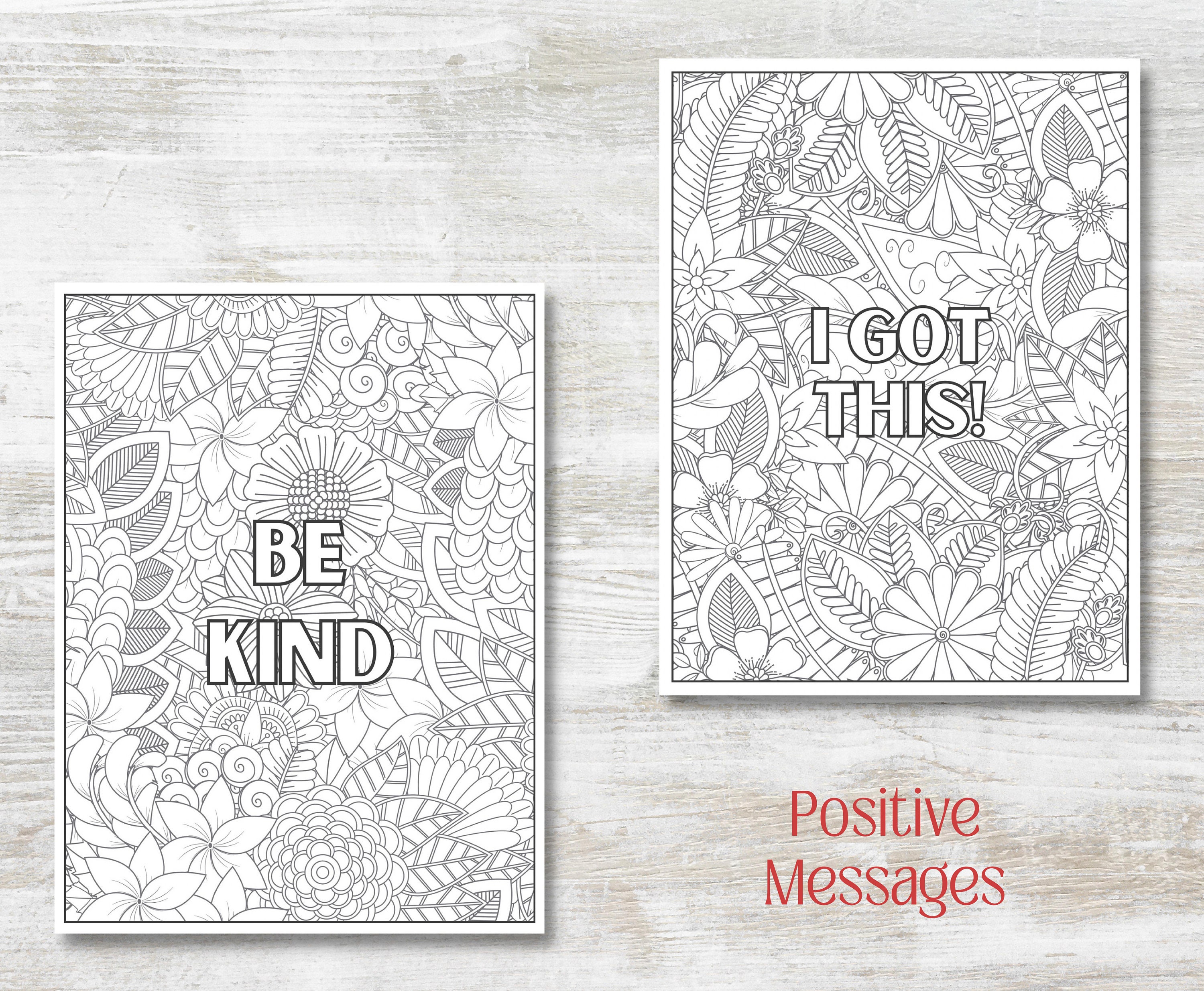 Positive Adult Coloring Pages, Coloring Book PDF, US Letter Size - Etsy