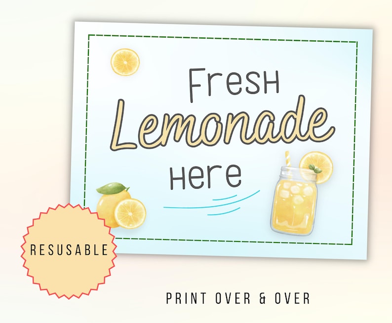 Lemonade Stand, Printable Sign Stand, Lemon Party Sign, Summer ...
