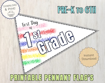 Retro First Day of School Flag: Prek-6th Grade Pennant (digital ...