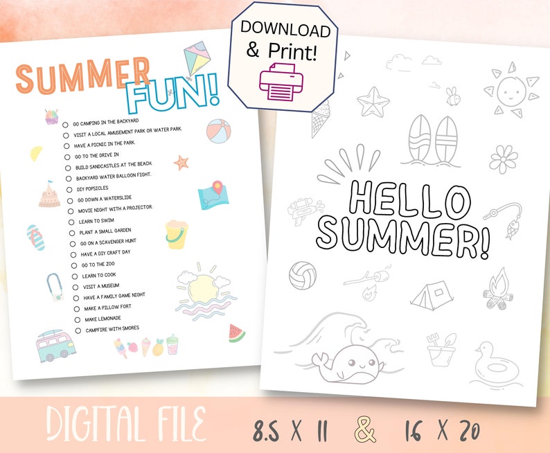 Summer Bucket List, Printable Kid Activities, Summer Checklist, Games ...