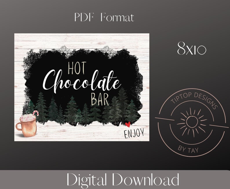 Hot Chocolate Bar Sign Printable Party Sign Kitchen Decor - Etsy