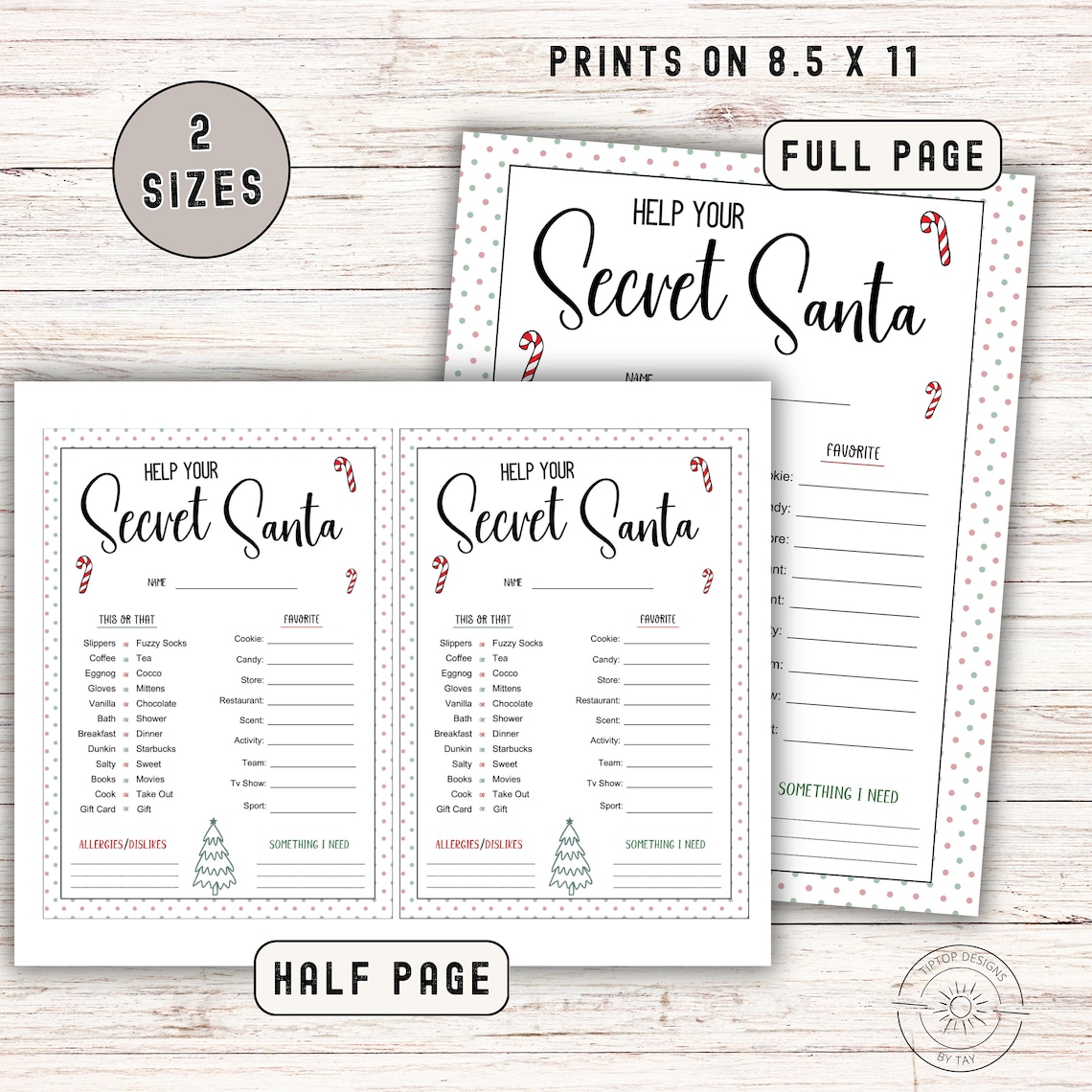 Secret Santa Gift Exchange Printable Christmas Games Secret Santa ...