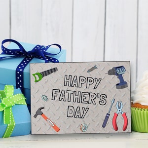 Printable Fathers Day Card, Dad's Tool Box Theme, Foldable Card, Happy ...