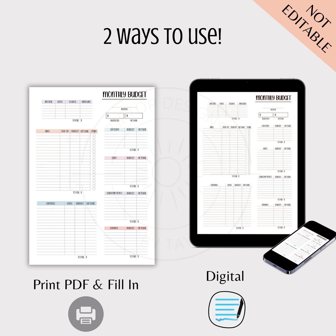 Paycheck Budget, Digital Paycheck Tracker, Printable Bill Tracker ...