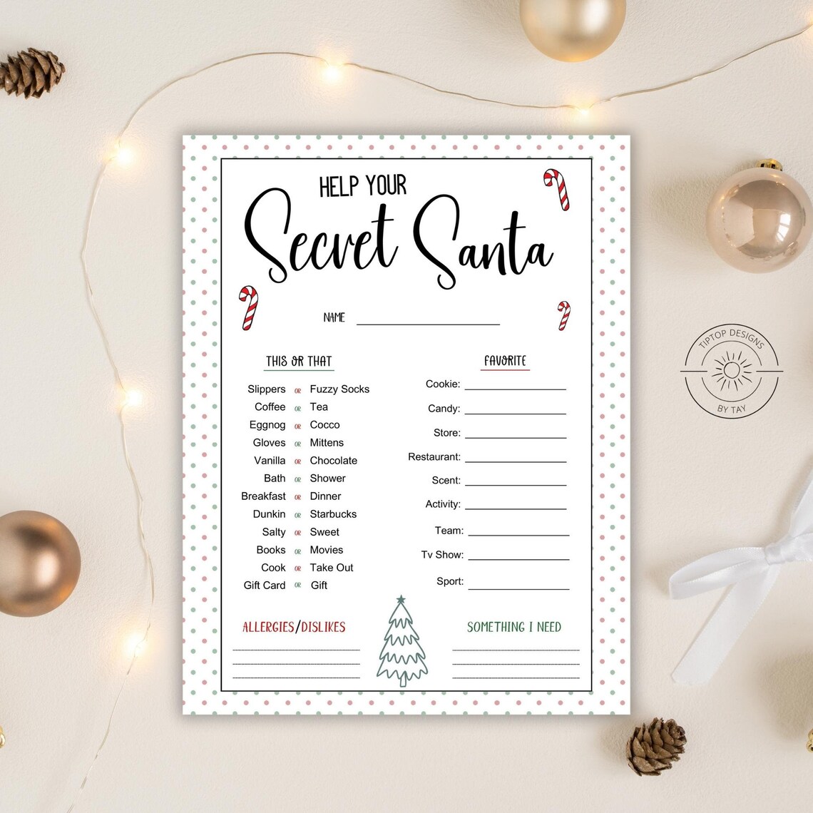 Secret Santa Gift Exchange Printable Christmas Games Secret Santa ...