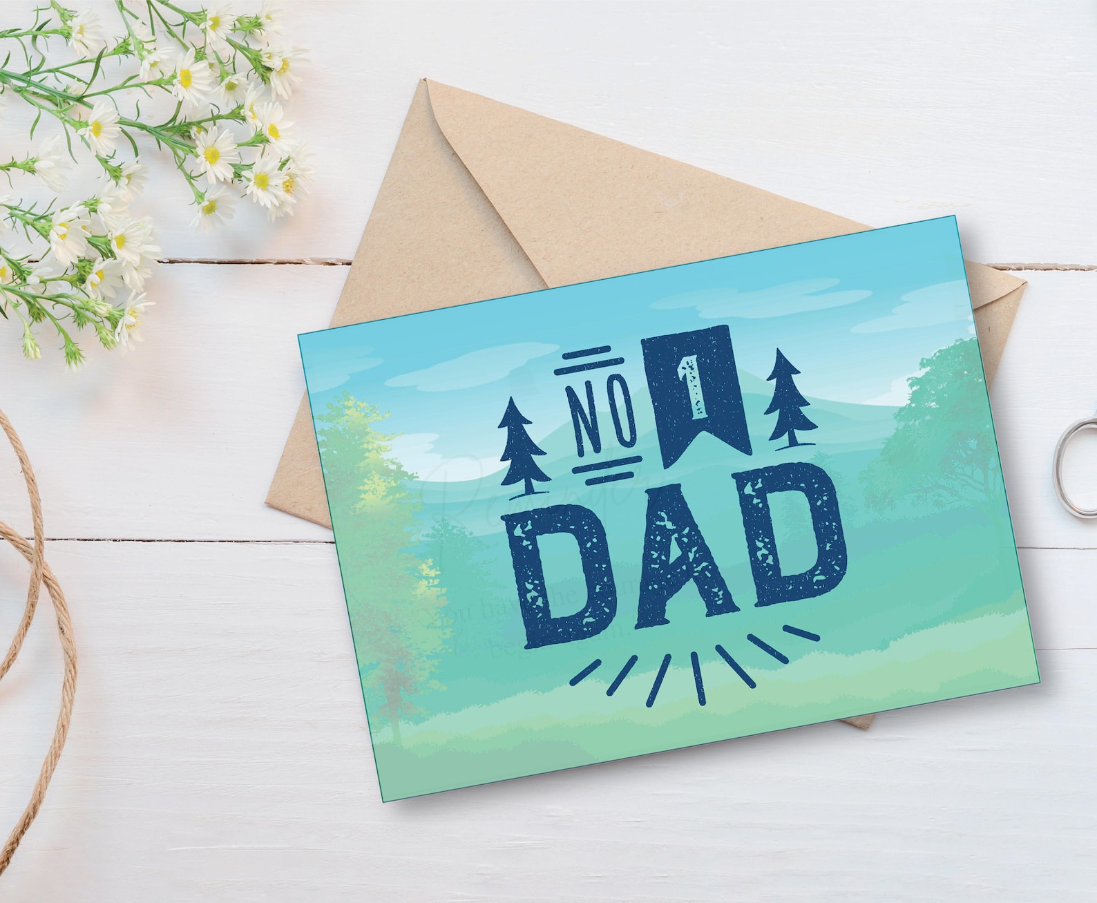 Printable Fathers Day Card, Number One Dad, Foldable Card, Nature Theme ...