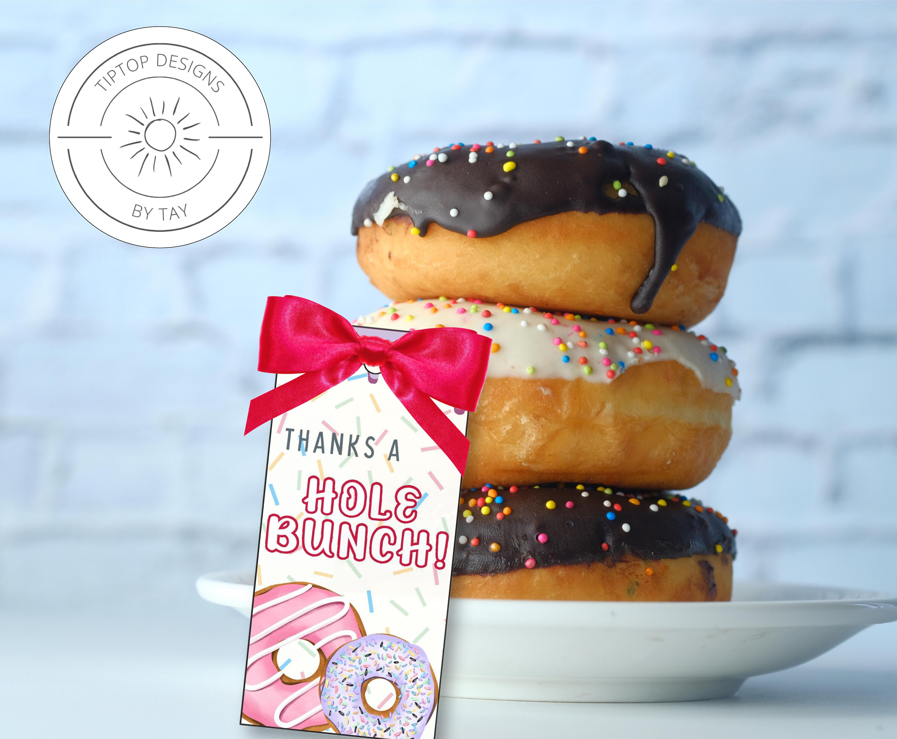 Thanks a Hole Bunch, Printable Thank You Card & Tag, Donut Hole Tag ...