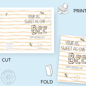Printable Happy Mother's Day Card, Sweet as Can BEE, Watercolor ...