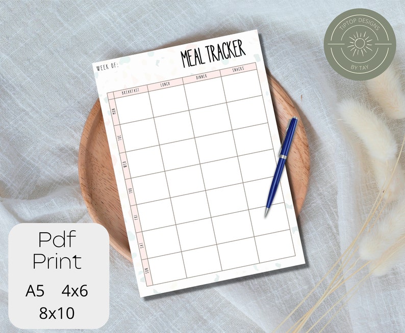 Weekly Meal Tracker- Meal Planner Template- Meal Management- Single ...