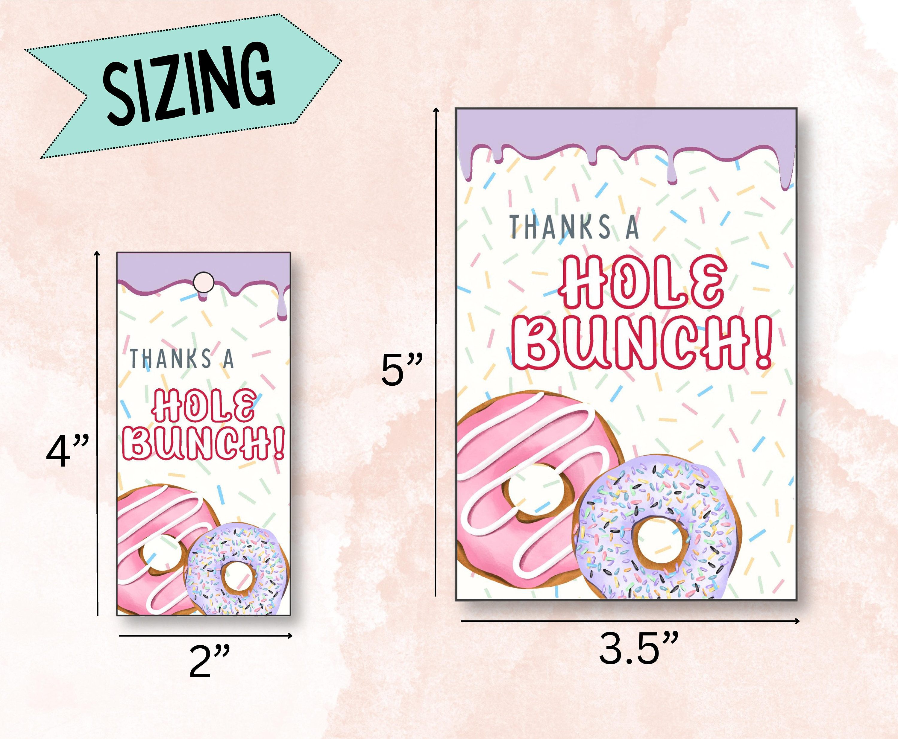 Thanks a Hole Bunch, Printable Thank You Card & Tag, Donut Hole Tag ...