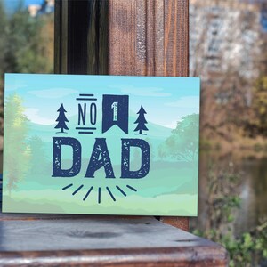 Printable Fathers Day Card, Number One Dad, Foldable Card, Nature Theme ...