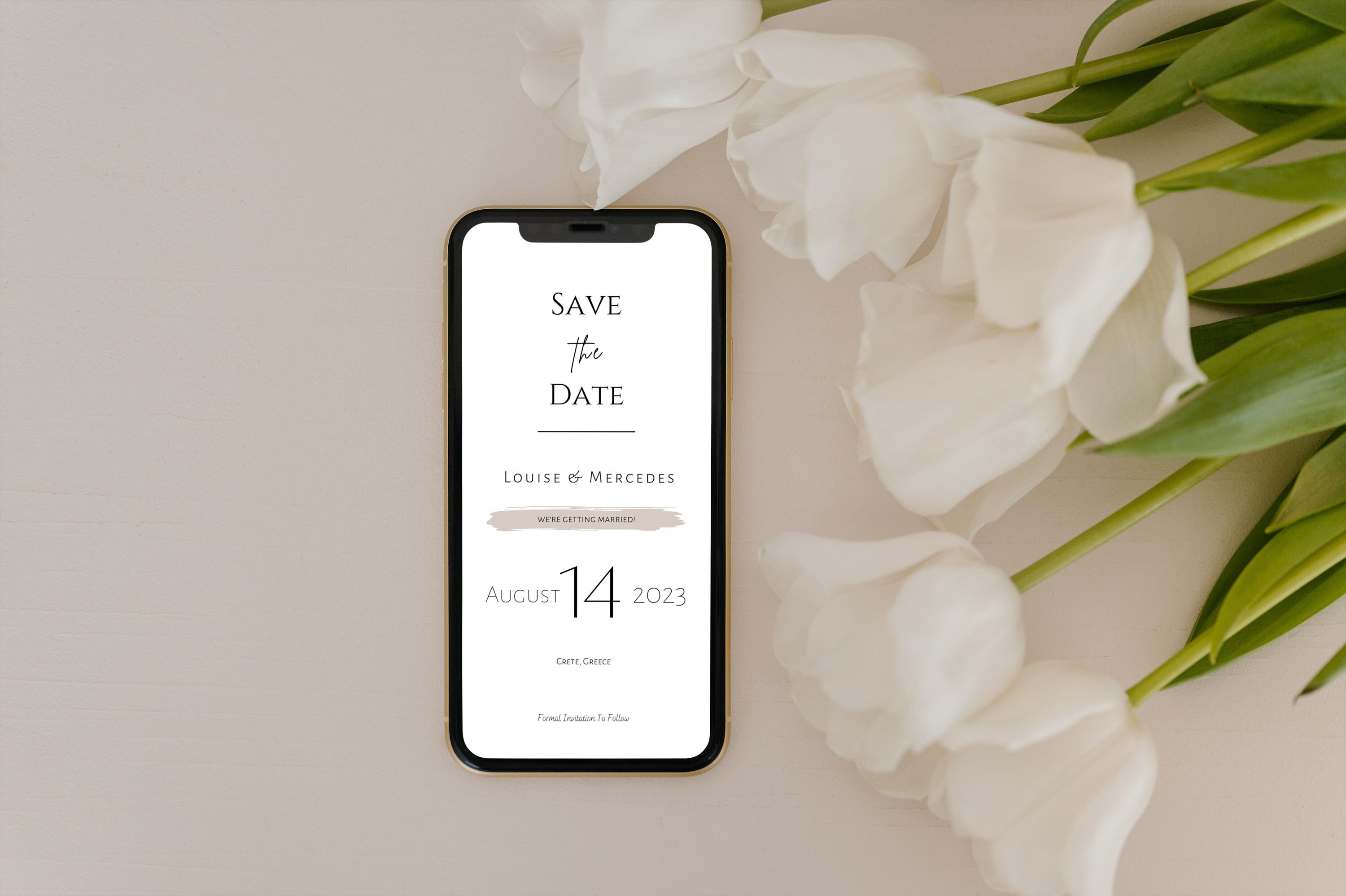 Digital Modern Save the Date Digital Invitation, Minimalist Save the ...