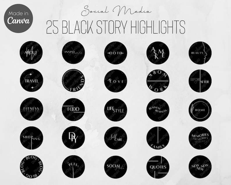 25 Black Instagram Highlight Covers, Minimalist Instagram Stories Cover ...