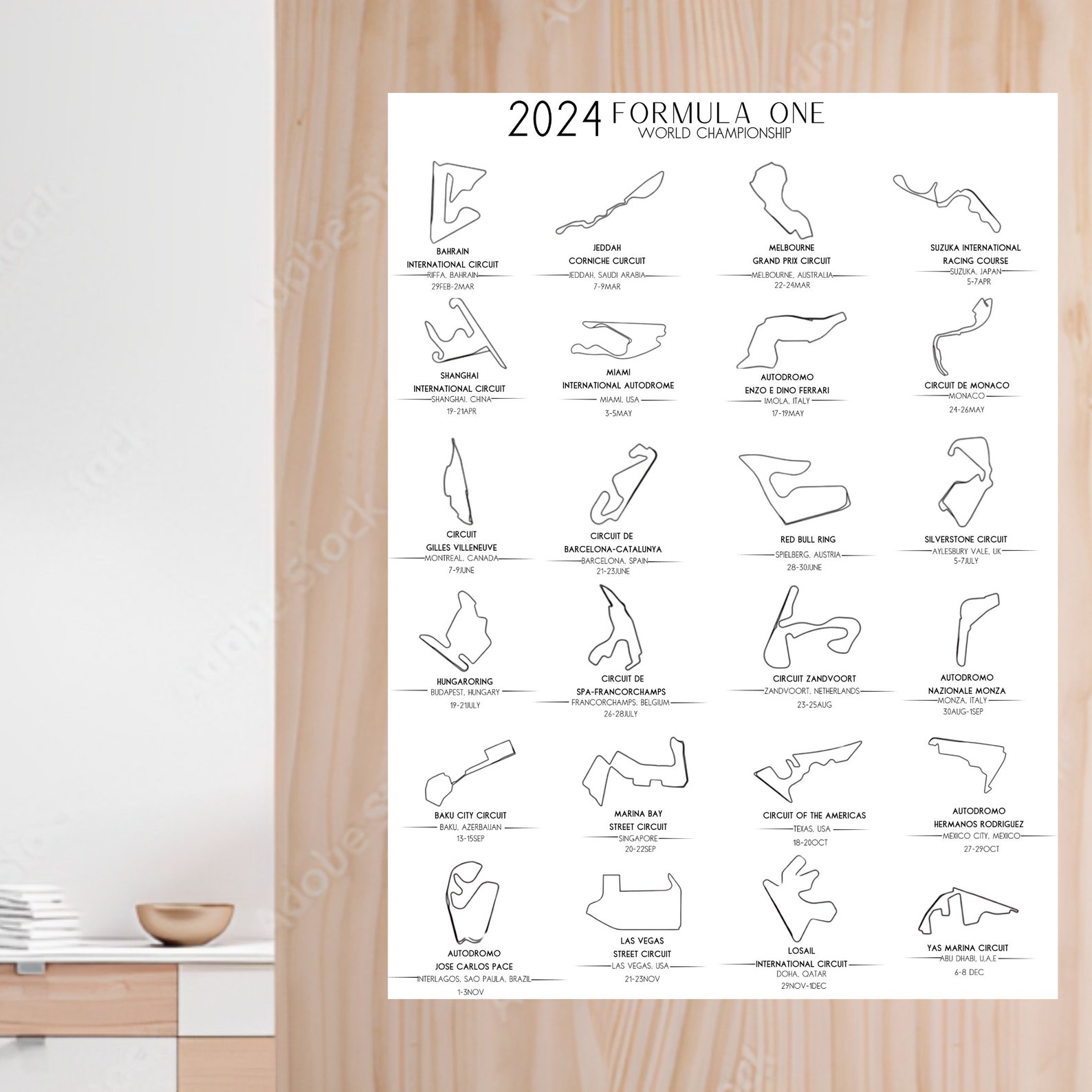 2024 Formula 1 F1 Grand Prix Schedule Calendar Race Poster Formula 2024 ...