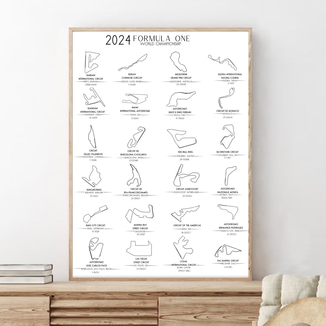 2024 Formula 1 F1 Grand Prix Schedule Calendar Race Poster Formula 2024 ...