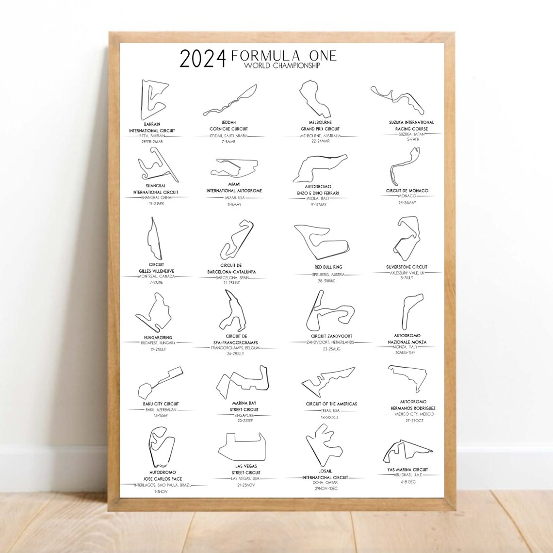 2024 Formula 1 F1 Grand Prix Schedule Calendar Race Poster Formula 2024 ...