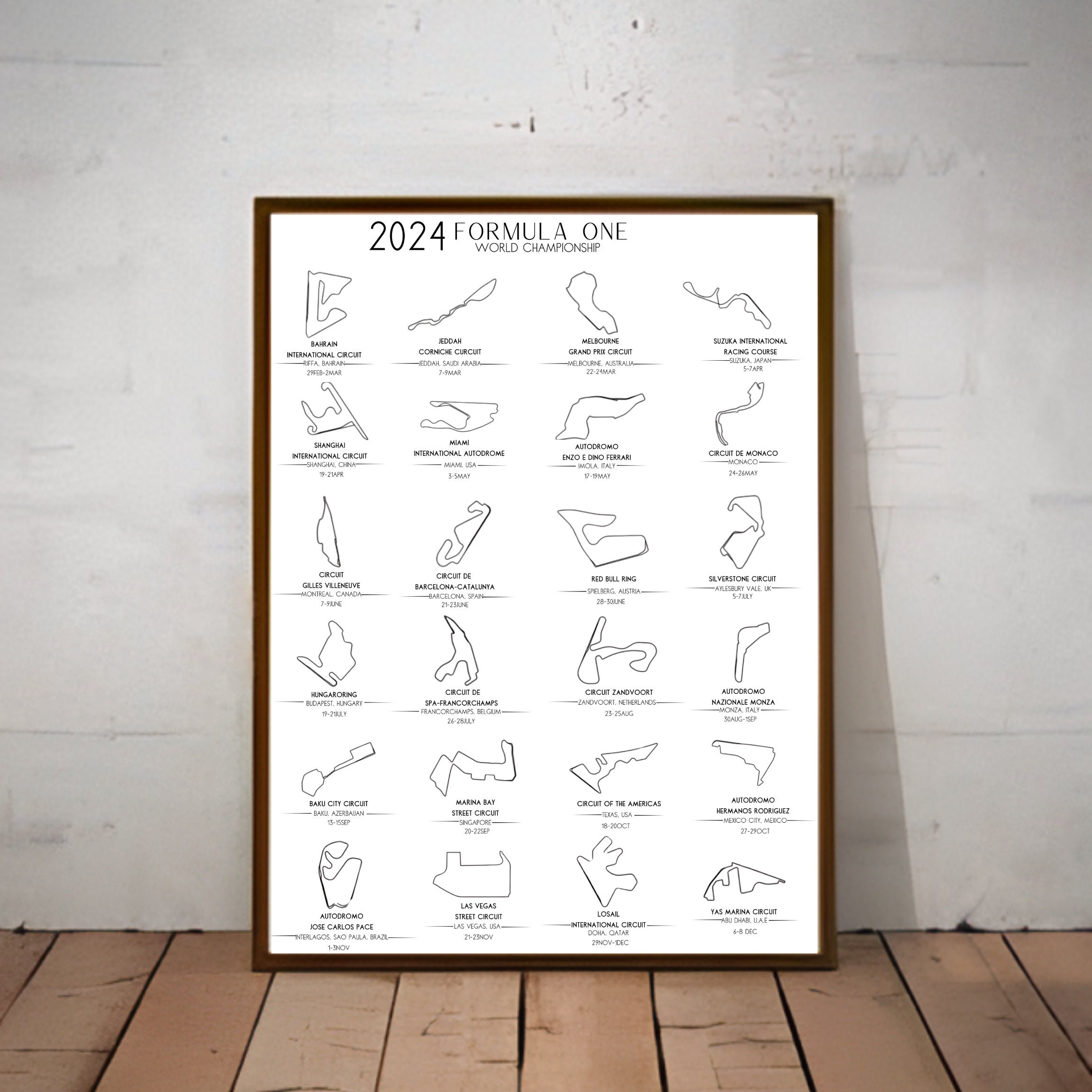 2024 Formula 1 F1 Grand Prix Schedule Calendar Race Poster Formula 2024 ...