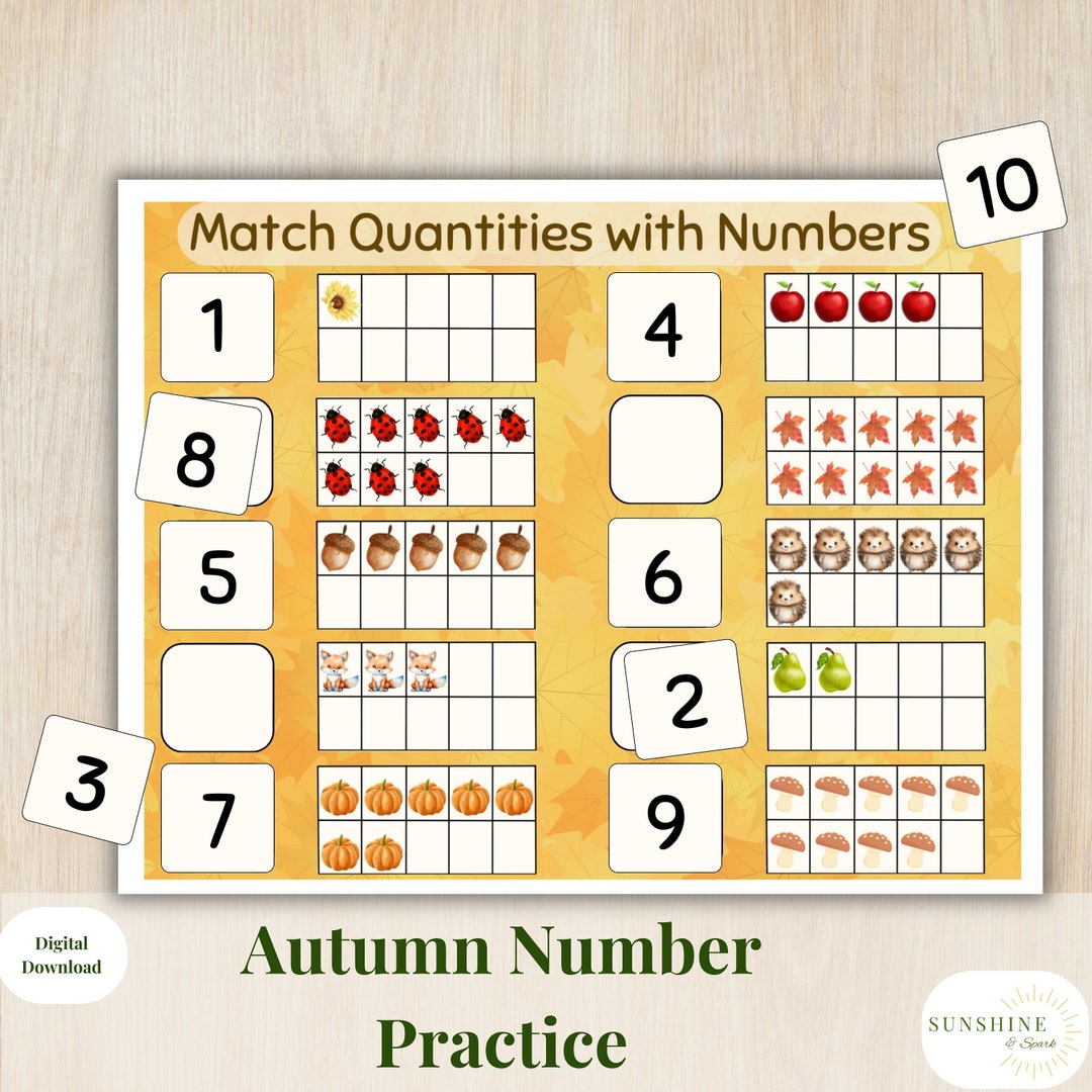 Fall Number Matching Game, Number Recognition, Fall Learning, Fall Busy ...