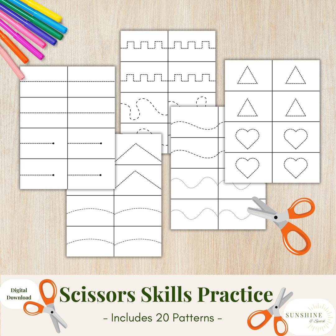Scissor Skills, Cutting Practice Strips, Fine Motor Practice, Scissor ...