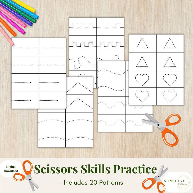 Scissor Skills, Cutting Practice Strips, Fine Motor Practice, Scissor ...
