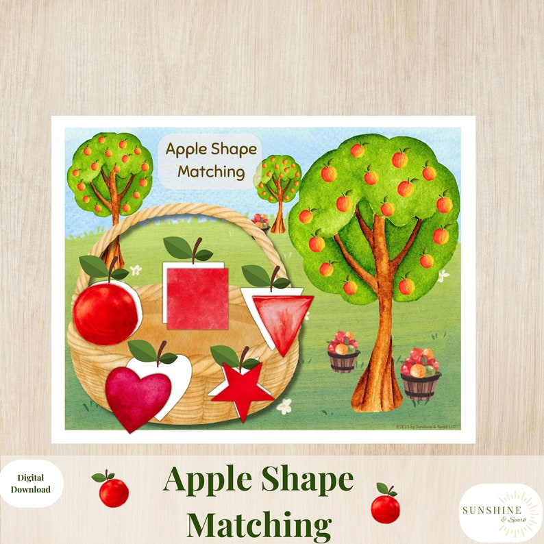 Autumn Shape Matching Game. Fall Preschool Fall Apple Activity ...