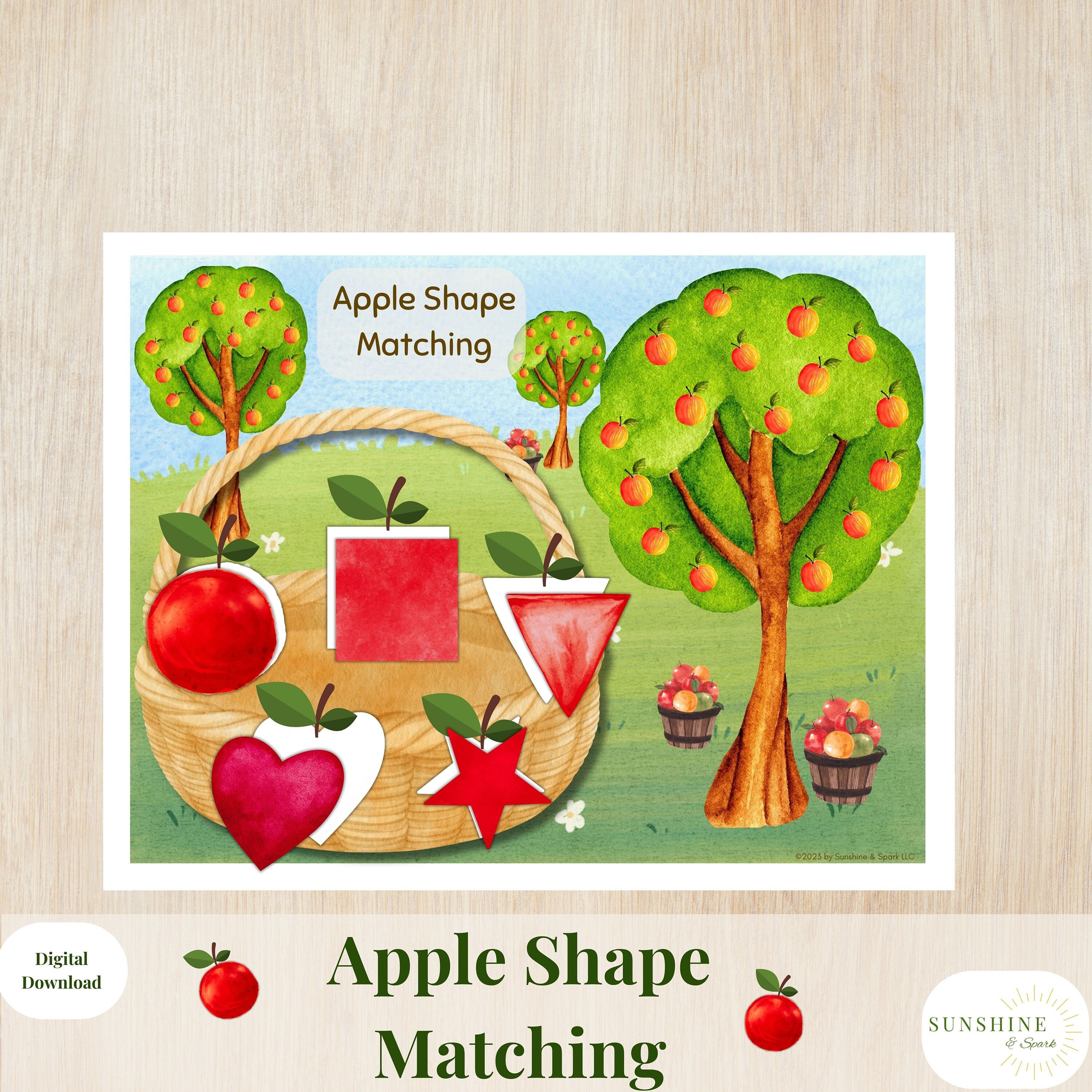 Autumn Shape Matching Game. Fall Preschool Fall Apple Activity ...