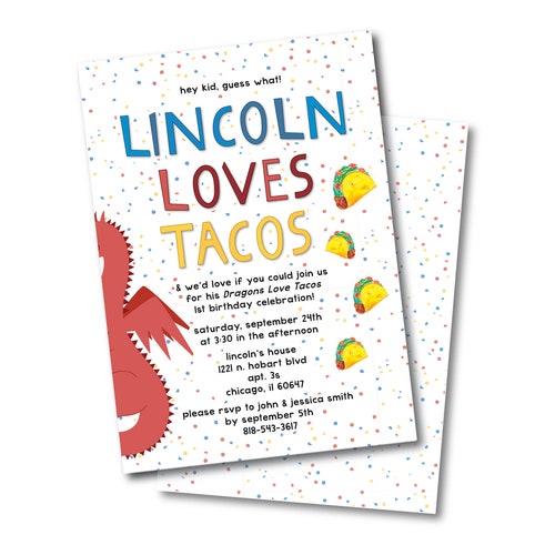 Dragons Love Tacos Birthday Invitation Instant Download - Etsy