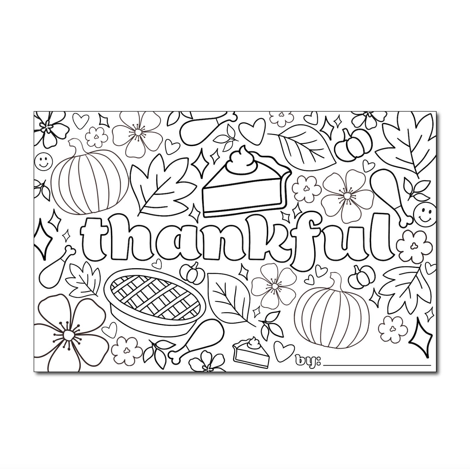 Kids Thanksgiving 'thankful' Placemat | Kids Coloring Page | Printable ...