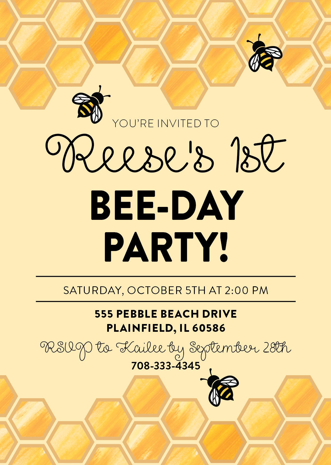 First BEE-DAY Birthday Invitation Personalized Download - Etsy