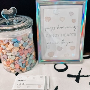 Guess How Many Candy Hearts Game & Card | Baby Shower or Classroom ...