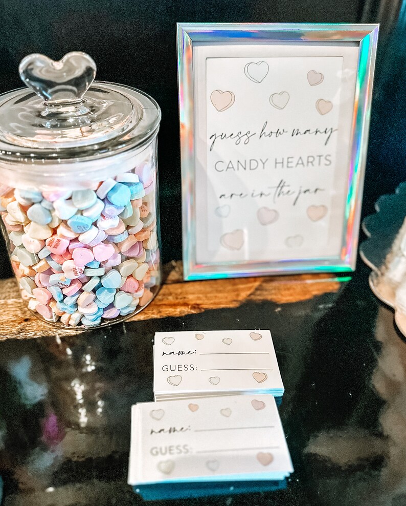 Guess How Many Candy Hearts Game & Card | Baby Shower or Classroom ...