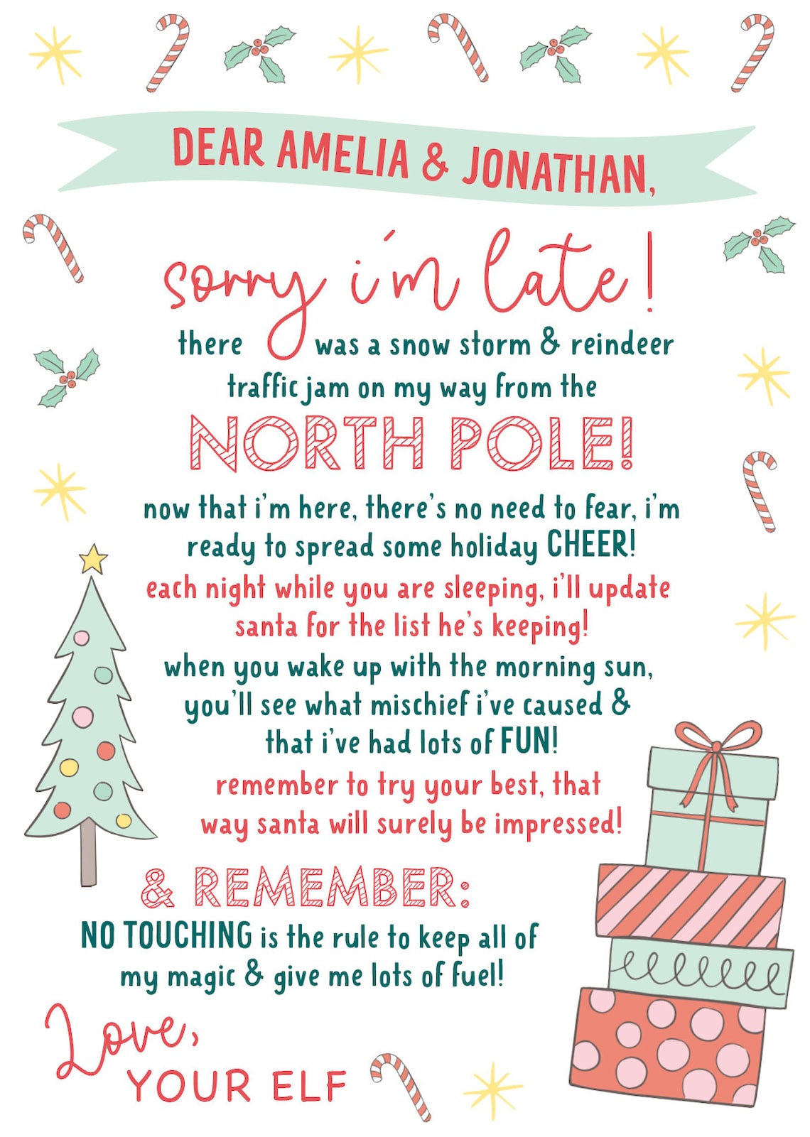 Sorry I'm Late! Elf Arrival Letter | Late Elf Letter Christmas | Elf is ...