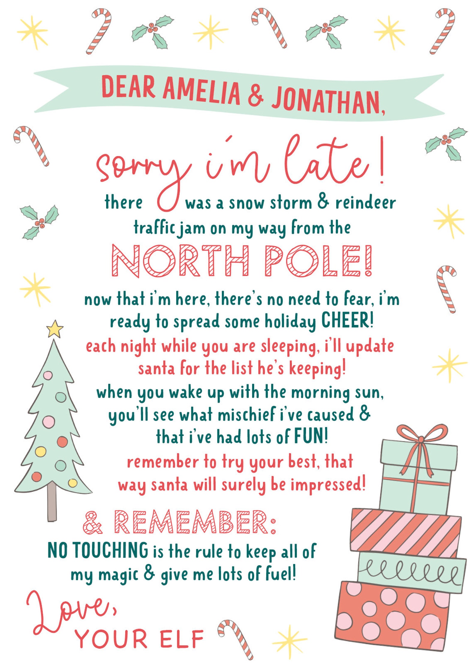 Sorry I'm Late! Elf Arrival Letter | Late Elf Letter Christmas | Elf is ...