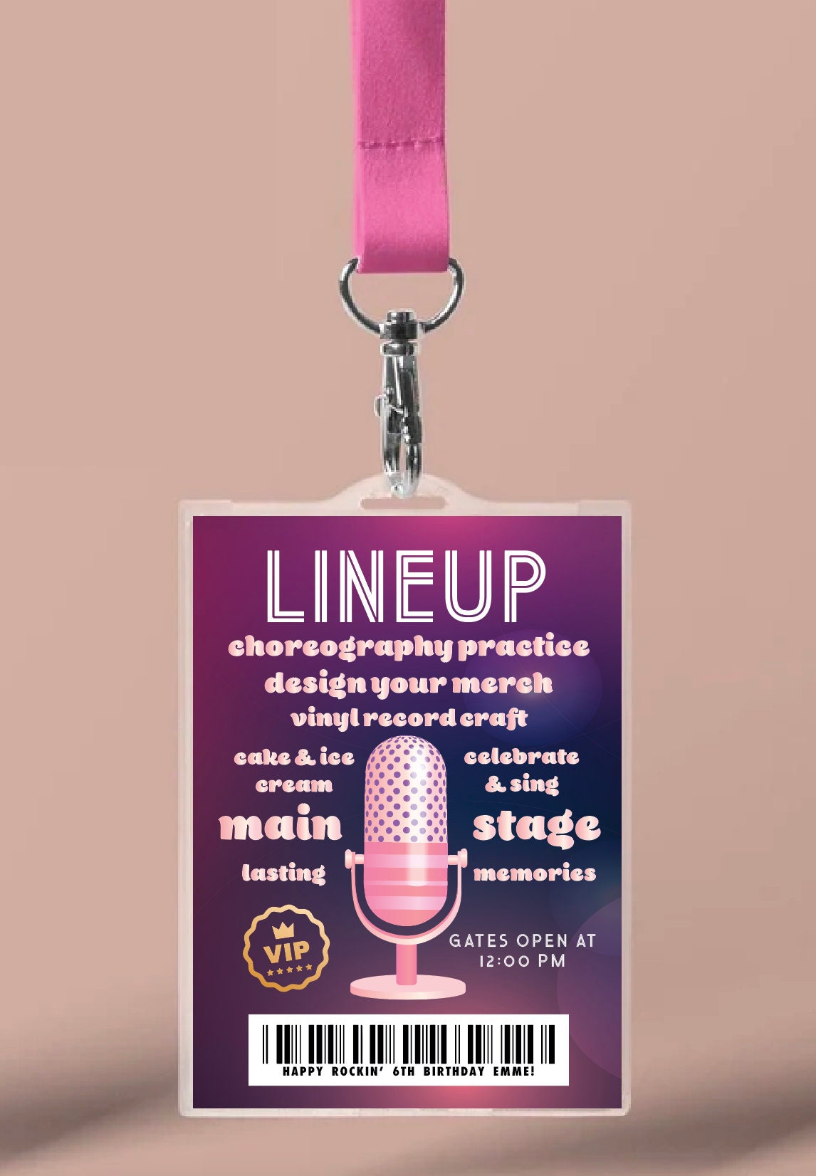 VIP Pass for Music Festival Birthday Party | Customizable Birthday ...