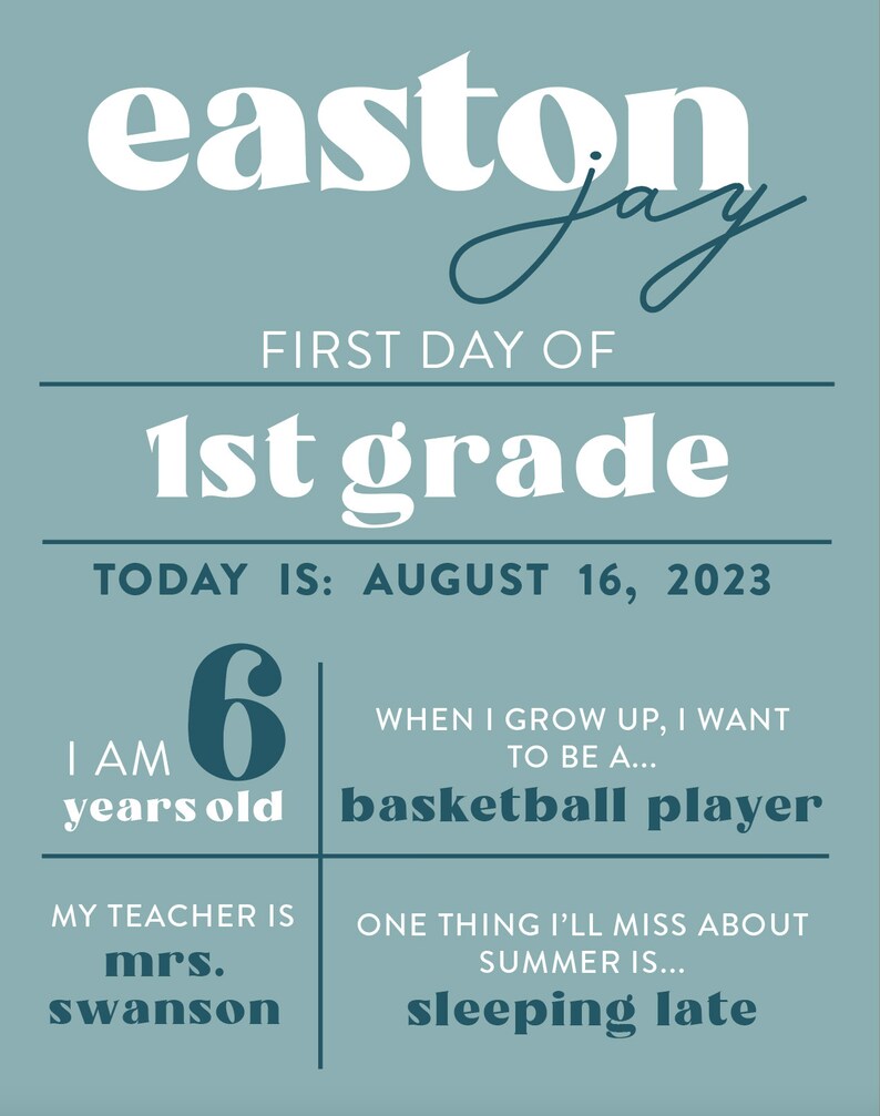First Day of School Printable Sign Custom Back to School - Etsy