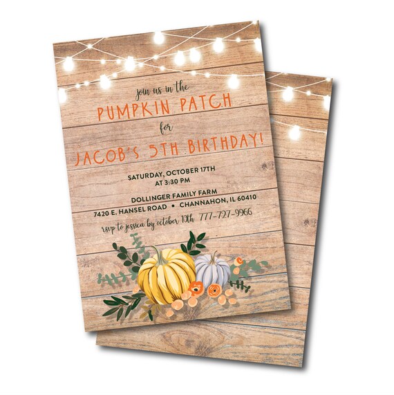 Pumpkin Birthday Invitation Fall Birthday Invitation - Etsy