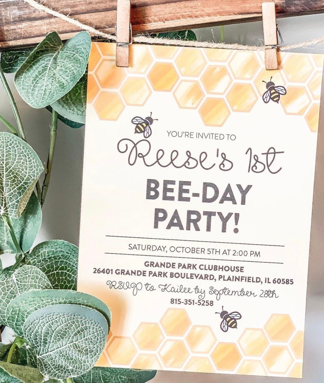 First BEE-DAY Birthday Invitation Personalized Download - Etsy