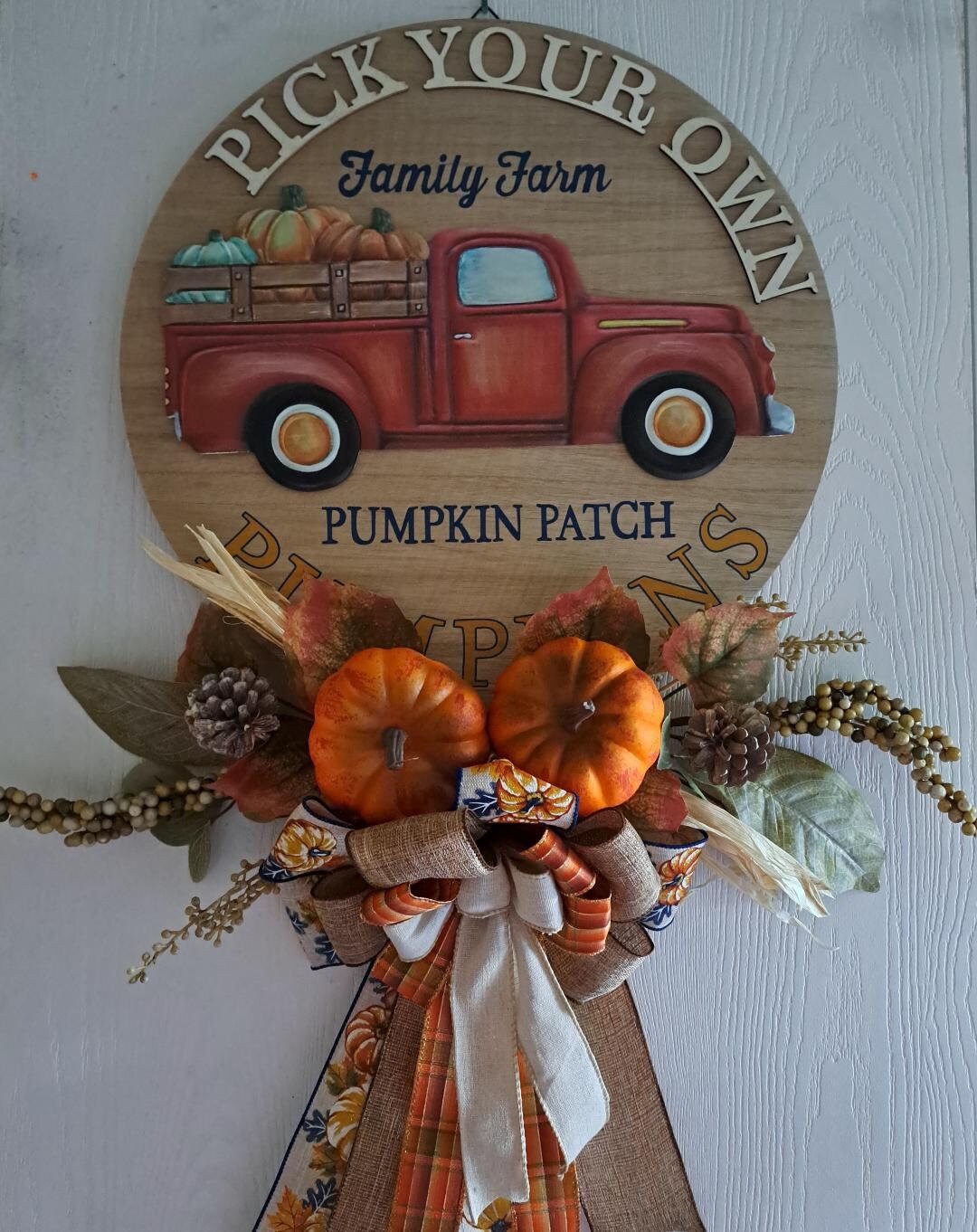 Fall/thanksgiving/holiday Door Decor/wall Decor/red Truck/pumpkin Patch ...