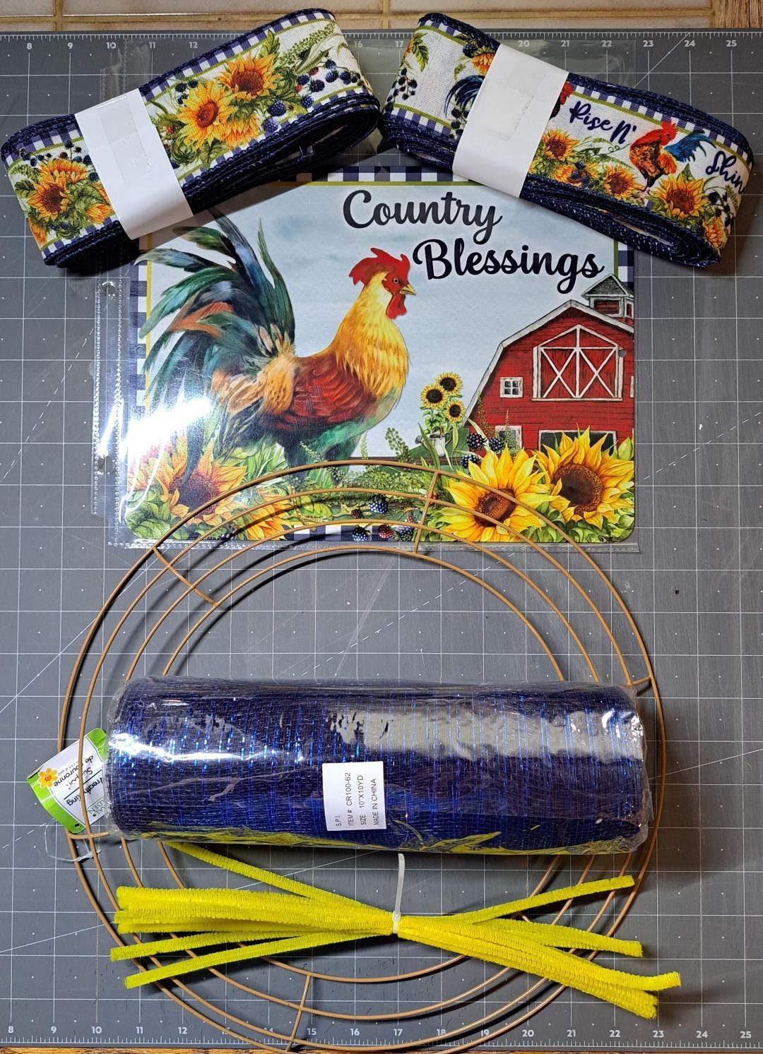 Country Blessings Rooster Wreath Kit, DIY Everyday Door Decor, Barn ...