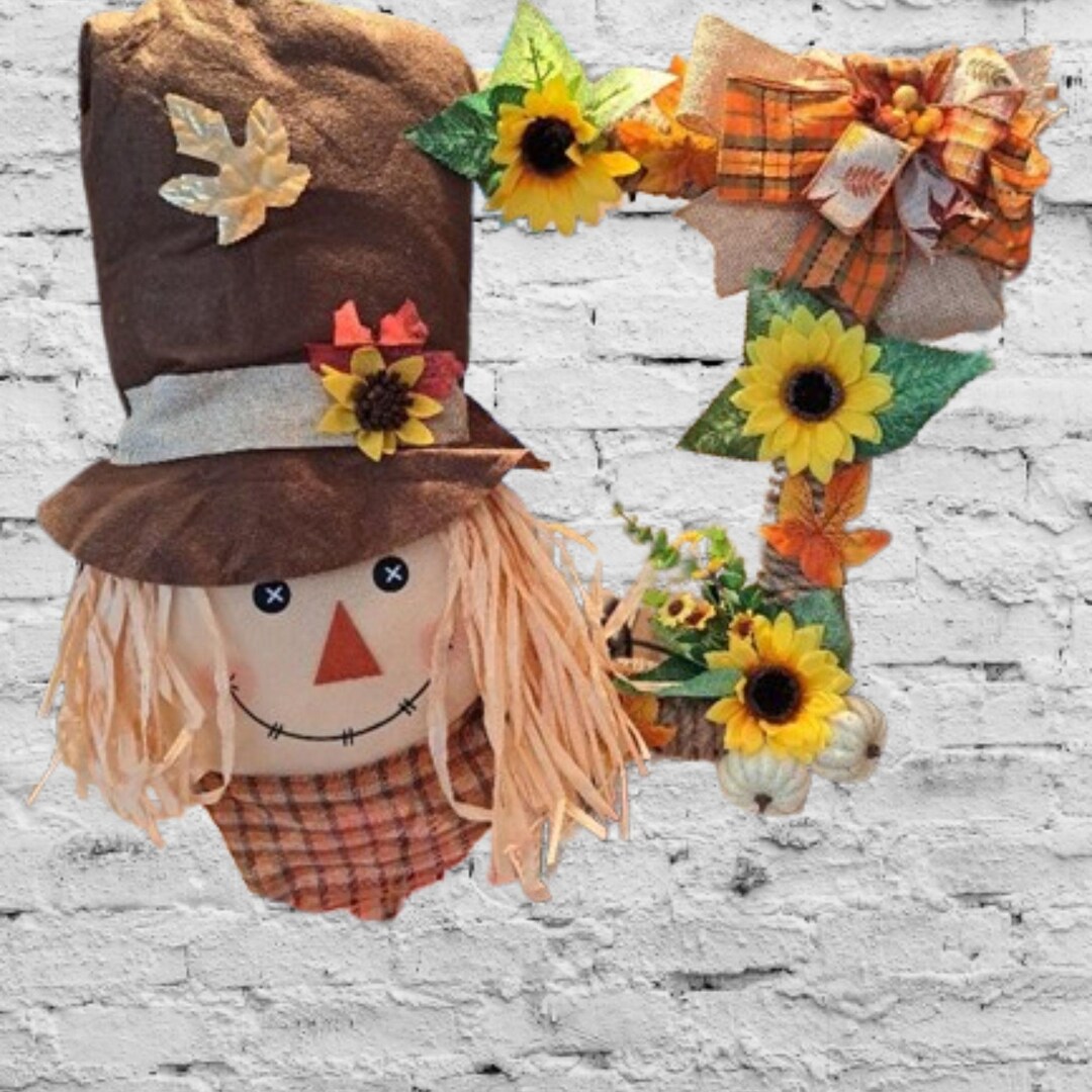 Square Scarecrow Fall Door Hanger, Sunflower Autumn Decor - Etsy