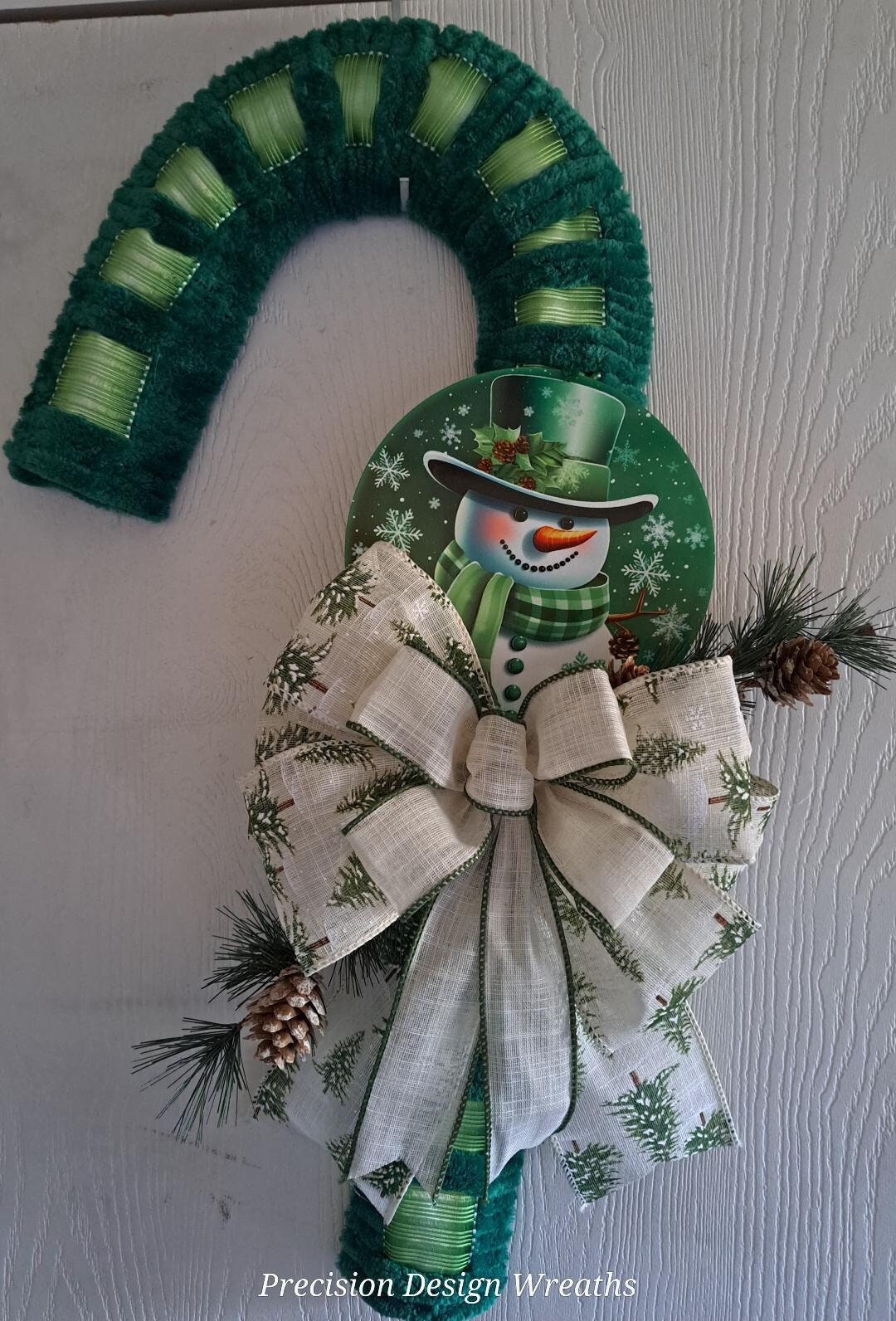 Chunky Yarn/candy Cane/christmas Decor/snowman/door Decor/wreath/wall ...