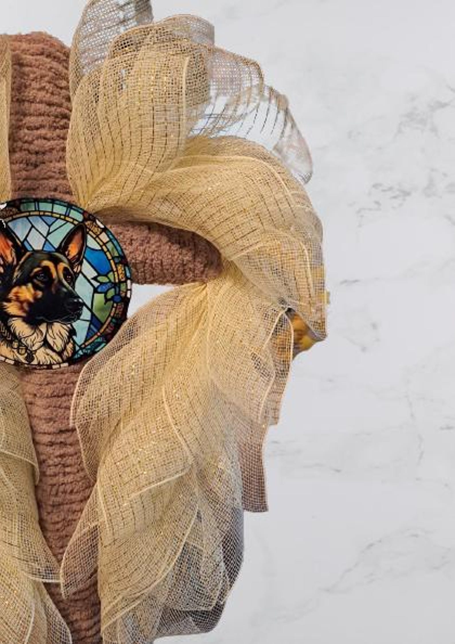Chenille Chunky Yarn Cross With Angel Wings Door Decor, German Shepherd ...
